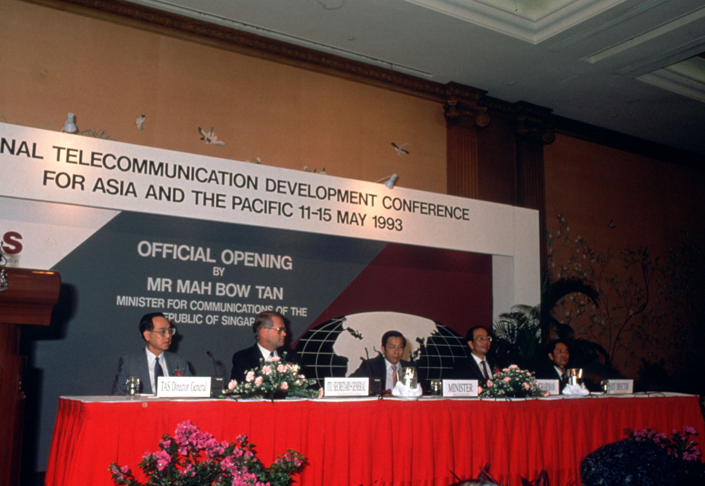 View of the rostrum. From left to right: Hong Yew Ng, Pekka Tarjanne, Mah Bow Tan, Tan Guong ...