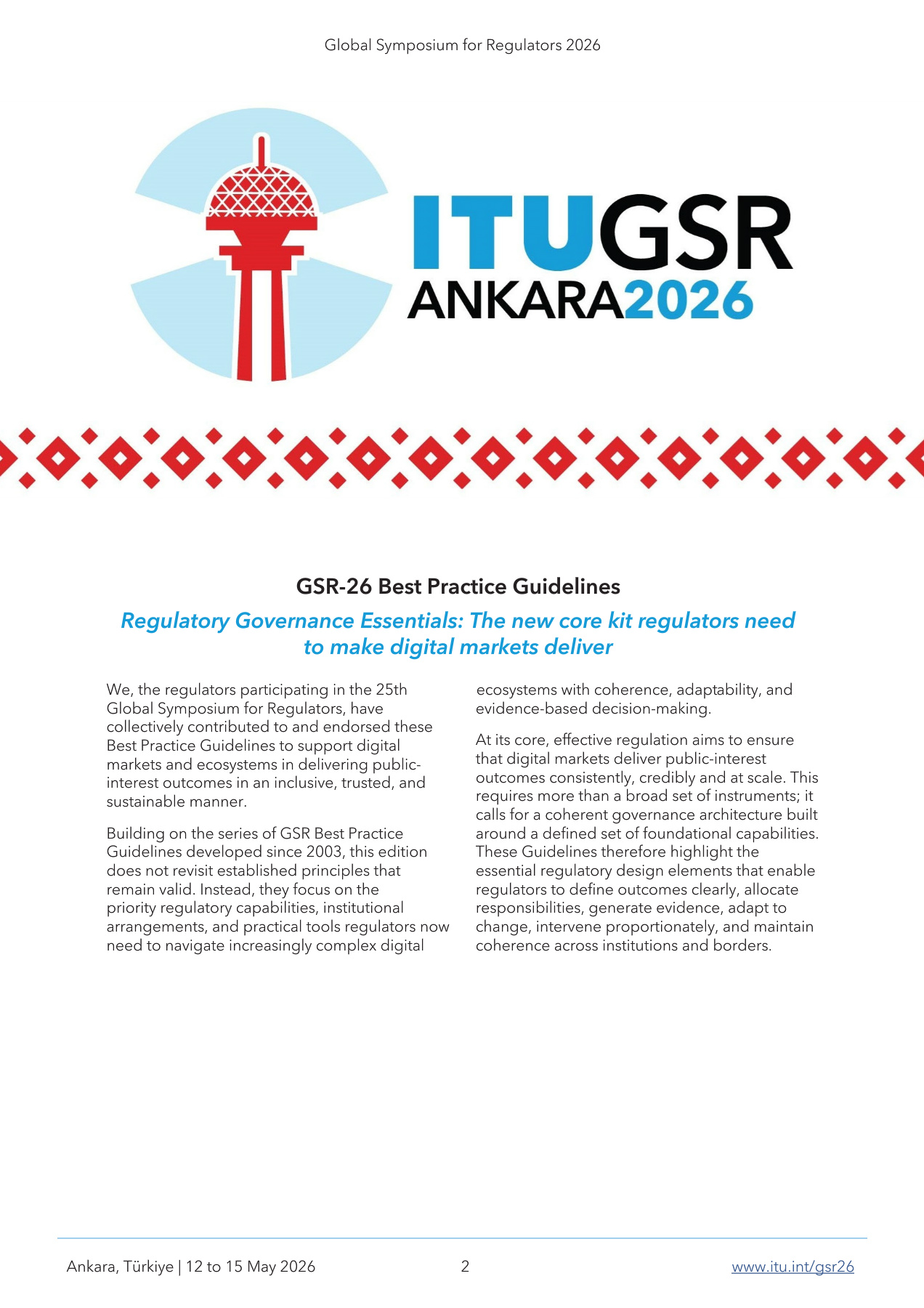 GSR-26 Best Practice Guidelines
